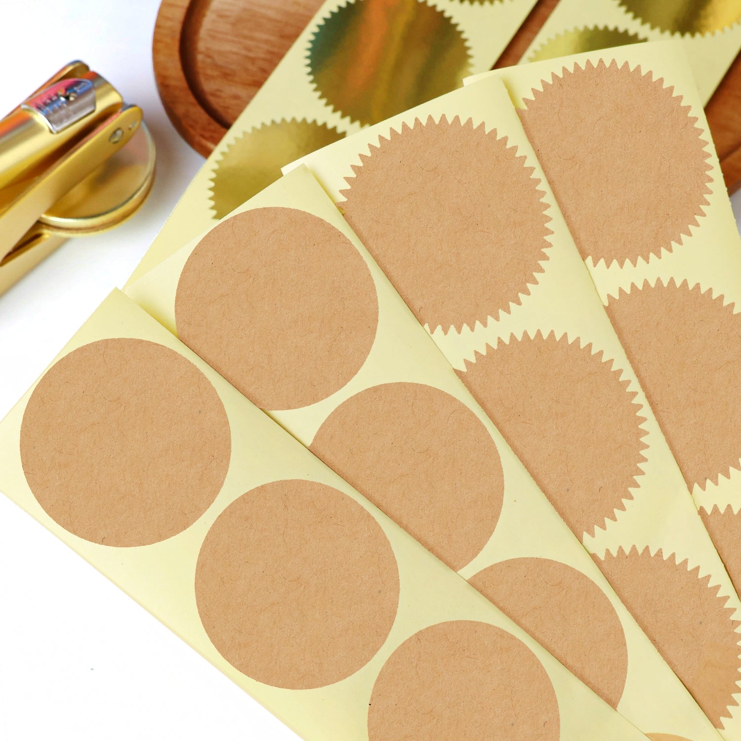 Kraft Label Stickers for Embossing - 100 Blank Labels | Stamprints