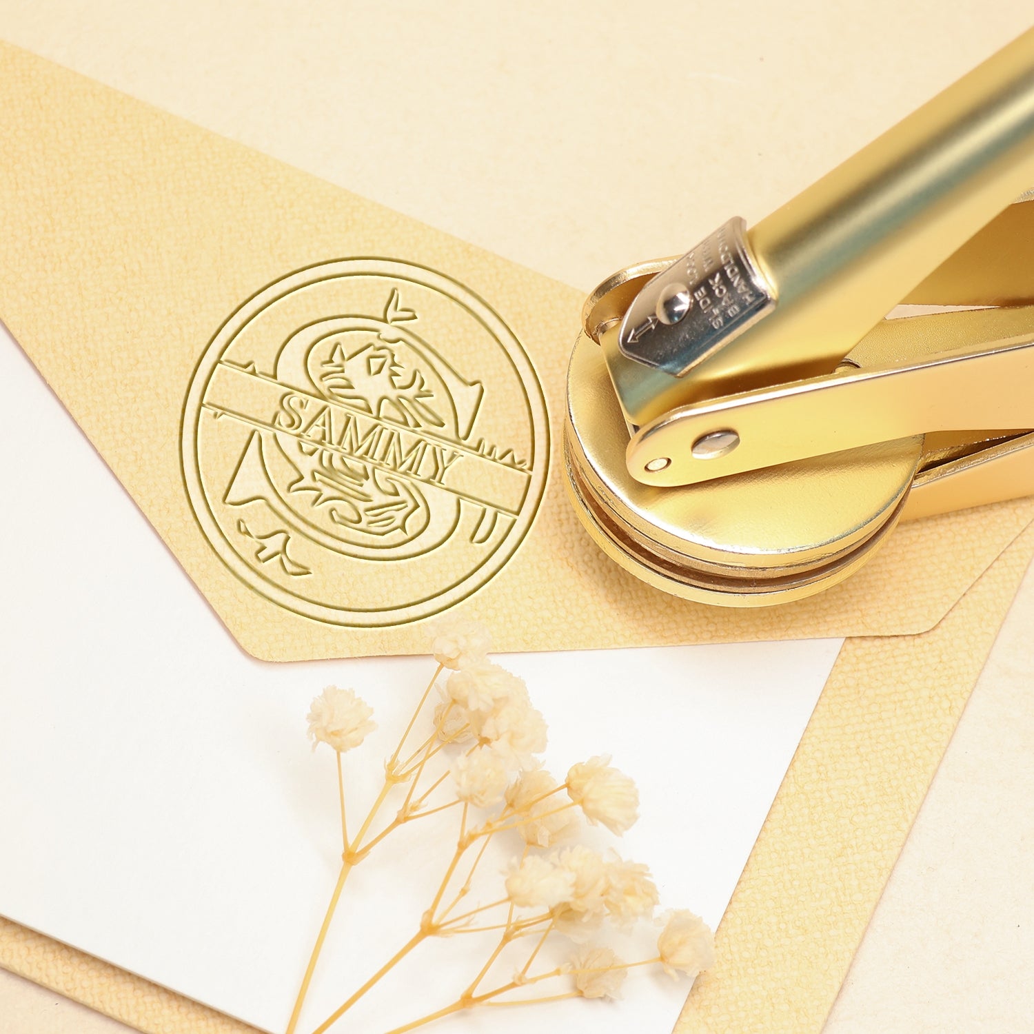 Custom Floral Name Embosser - 26 Letters Personalized Seal | Stamprints