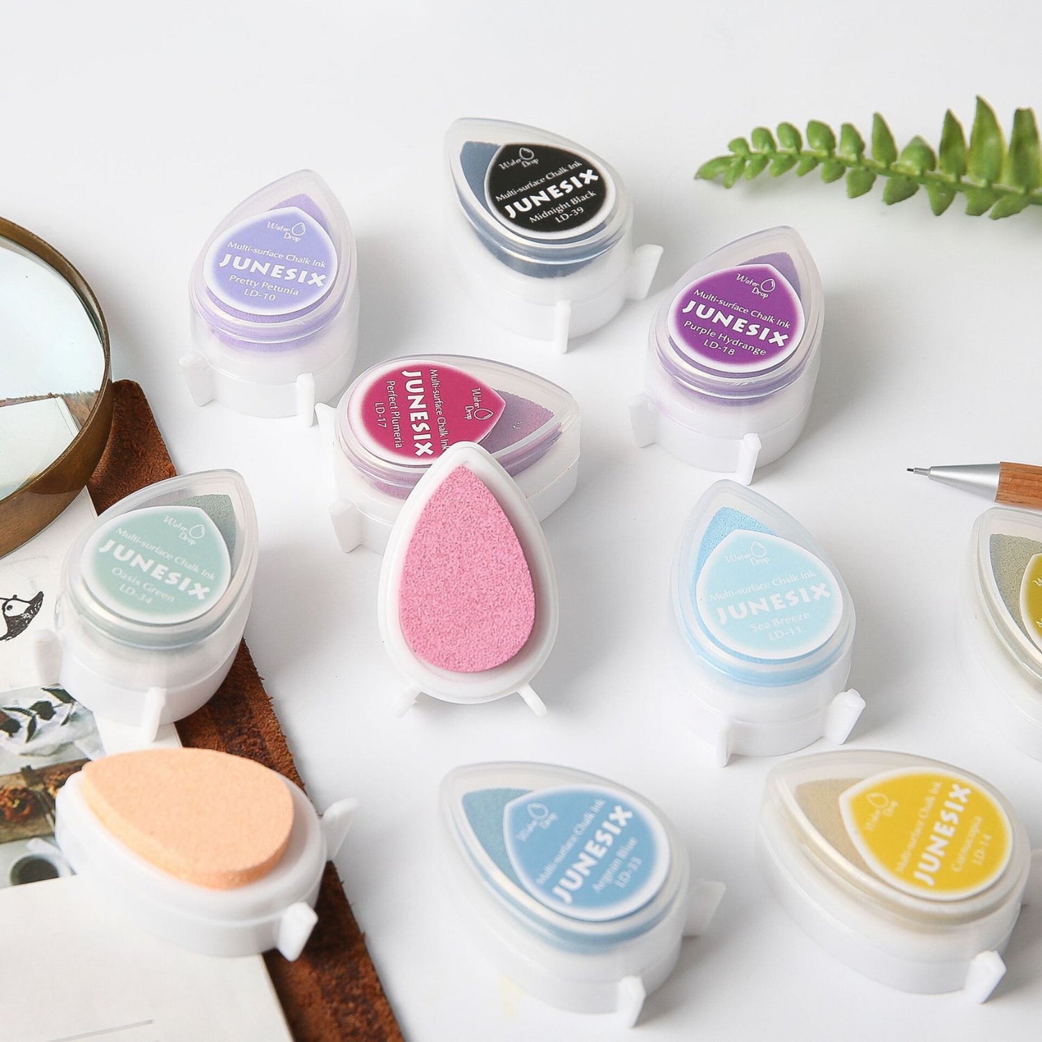 Craft Water-based Eco-Friendly Ink Pad , 40 Colors Water Drop Shape Ink ...