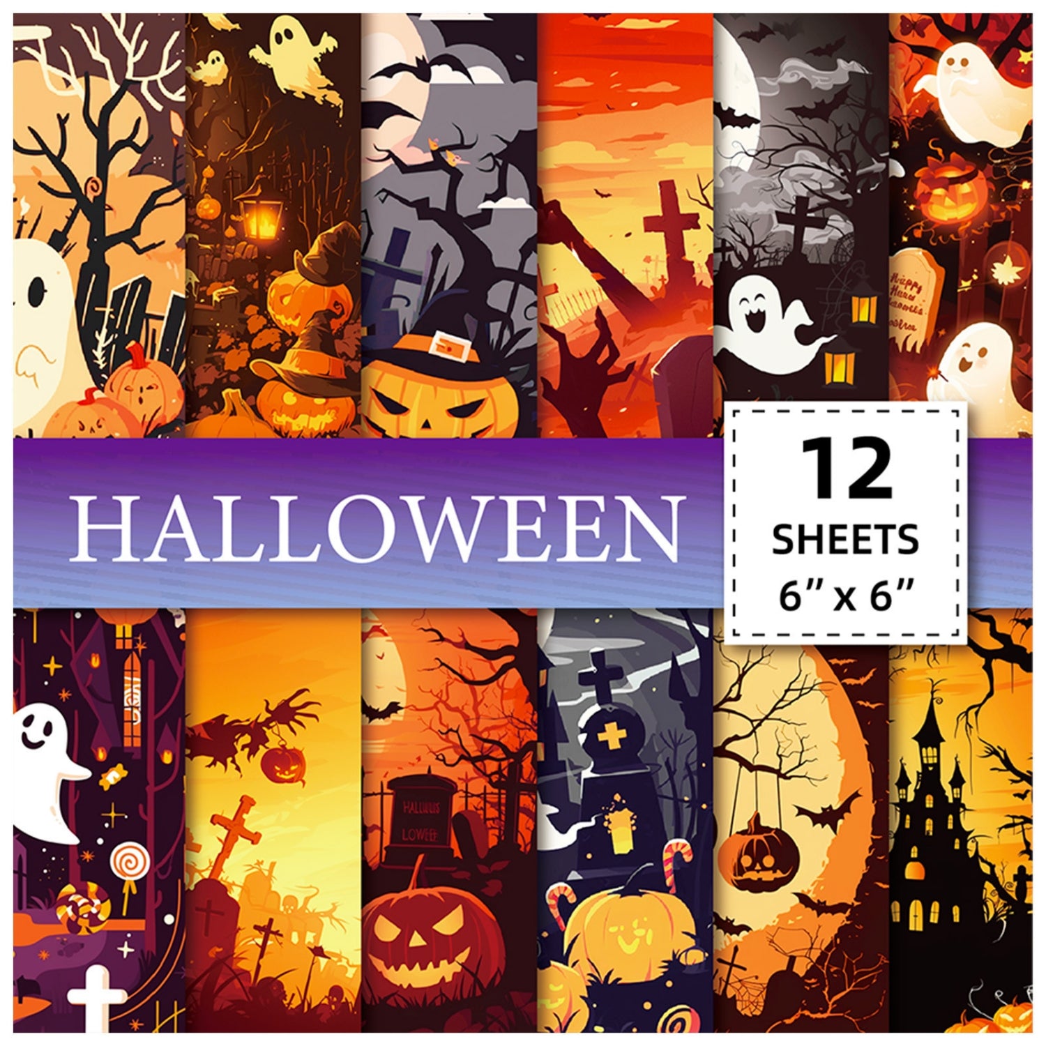 Halloween Pumpkin Ghost Paper Pad (12 Sheets) - Stamprints