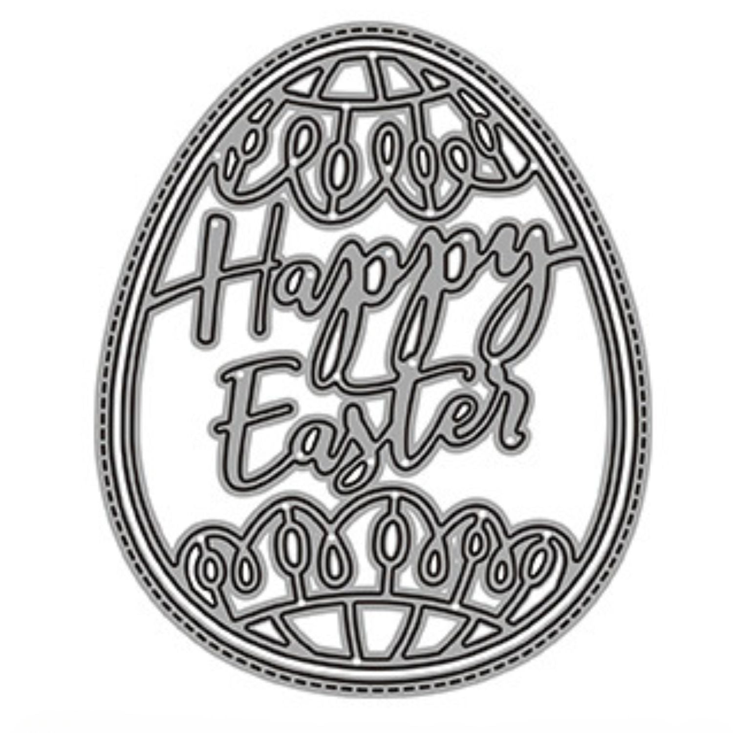 Easter Egg Filigree Metal Cutting Dies | Happy Easter Message Die Cut ...