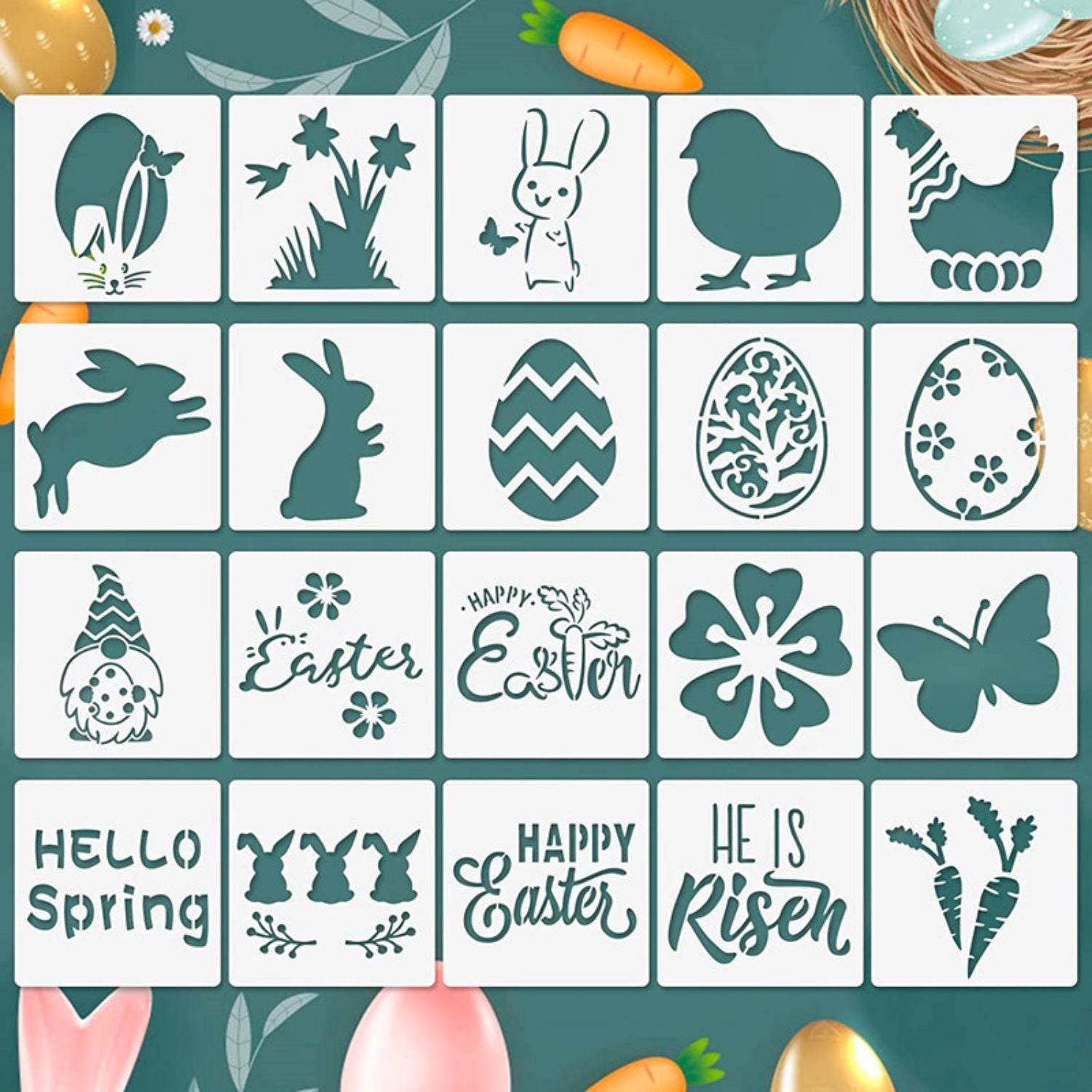 Easter Joy Collection Stencils Set | 20pcs Spring & Easter DIY ...