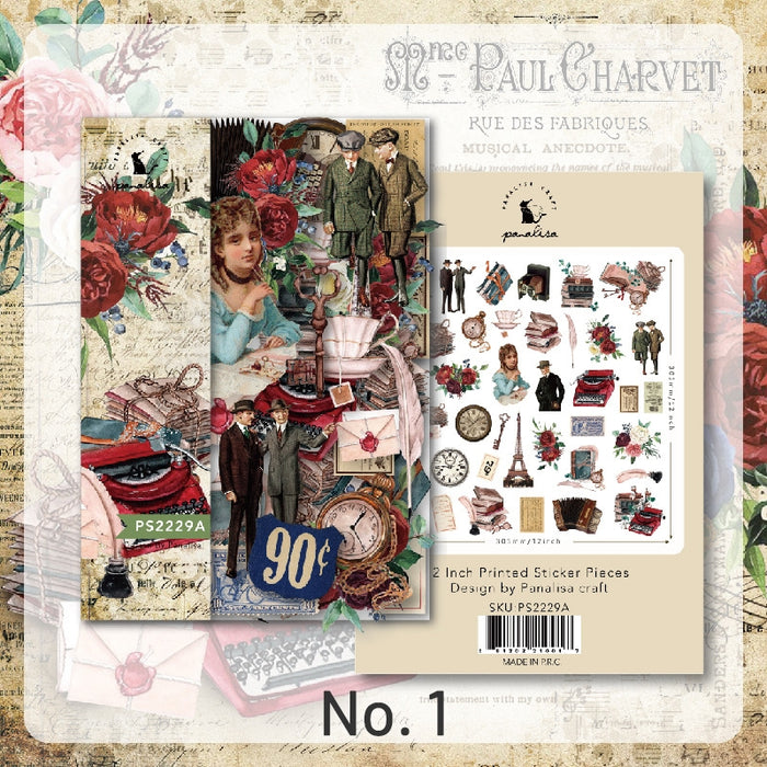 Artistic Retro Characters Self-Adhesive Sticker Pack - Vintage-Inspired ...