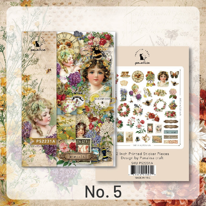 Artistic Retro Characters Self-Adhesive Sticker Pack - Vintage-Inspired ...