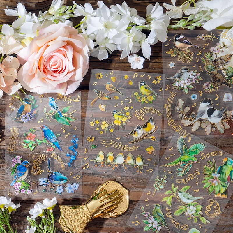 Birds & Blossoms Hot Stamping Clear Stickers | Stamprints
