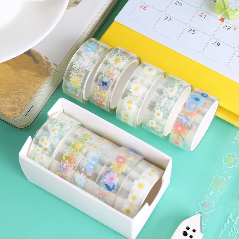 Cute Daisy Decorative Clear Tape Set | Stamprints | 5 Rolls