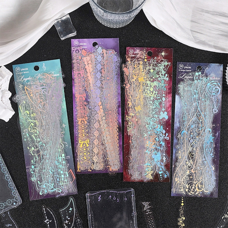 Holographic Chain Stickers Set - Lace Butterfly Moon | Stamprints