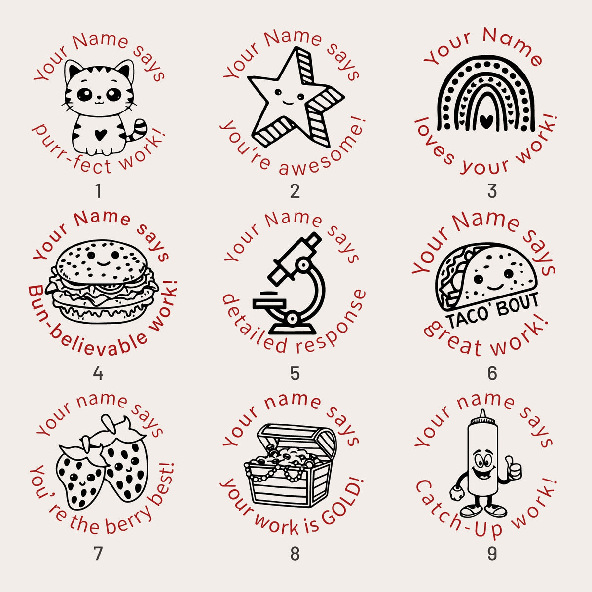 Children's Day Custom Cartoon Rubber Stamp (27 Designs) - Cute Cartoon ...