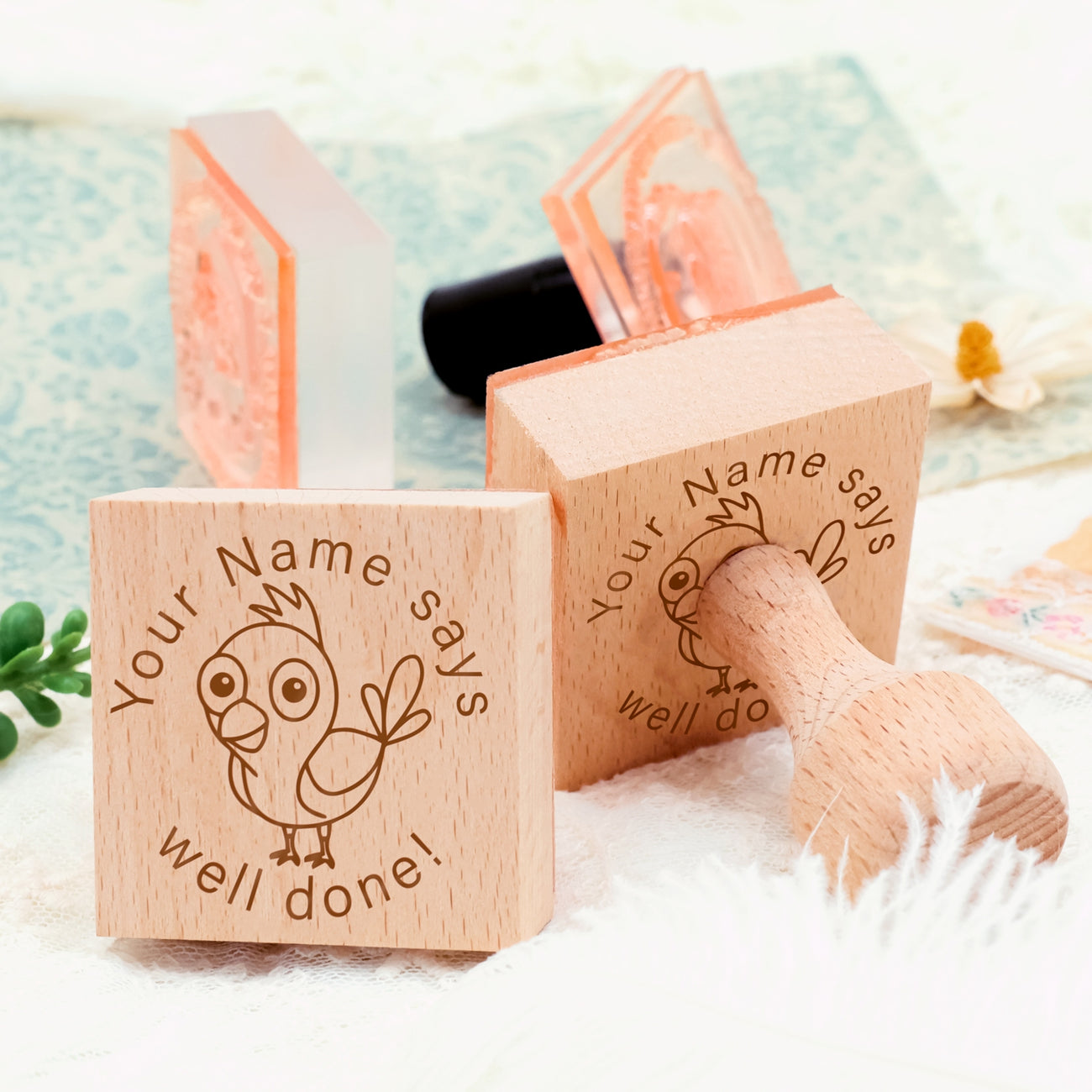 Children's Day Custom Cartoon Bird Rubber Stamp - Personalized Kids ...