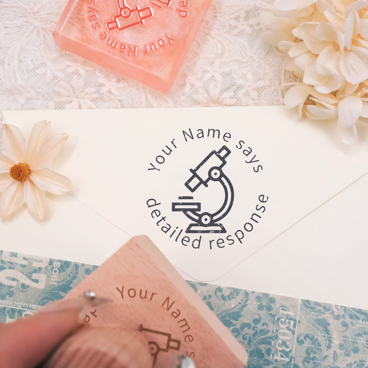 Children's Day Custom Cartoon Microscope Rubber Stamp - Personalized ...