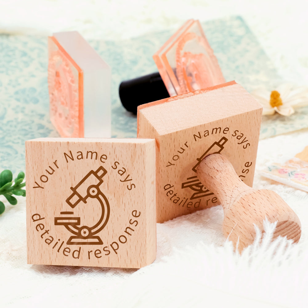 Children's Day Custom Cartoon Microscope Rubber Stamp - Personalized ...