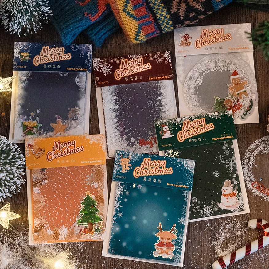 Clear Christmas Laser Stickers | Silver Snowflakes & Reindeer | Stamprints