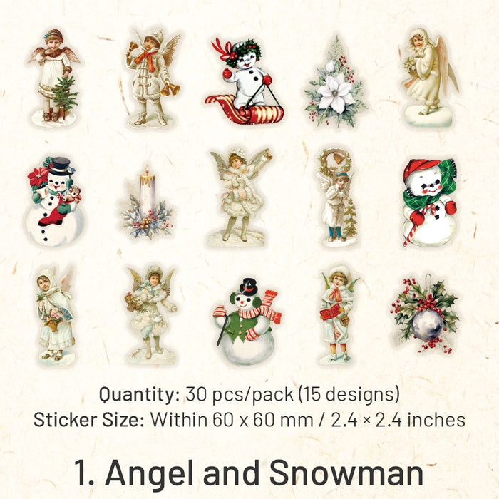 Christmas People Cartoon PET Stickers - Girl, Angel, Snowman, Santa ...