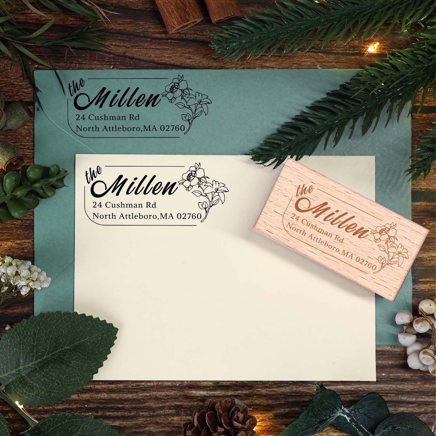 Custom Rectangular Wooden Address Rubber Stamp | 18 Designs by Stamprints