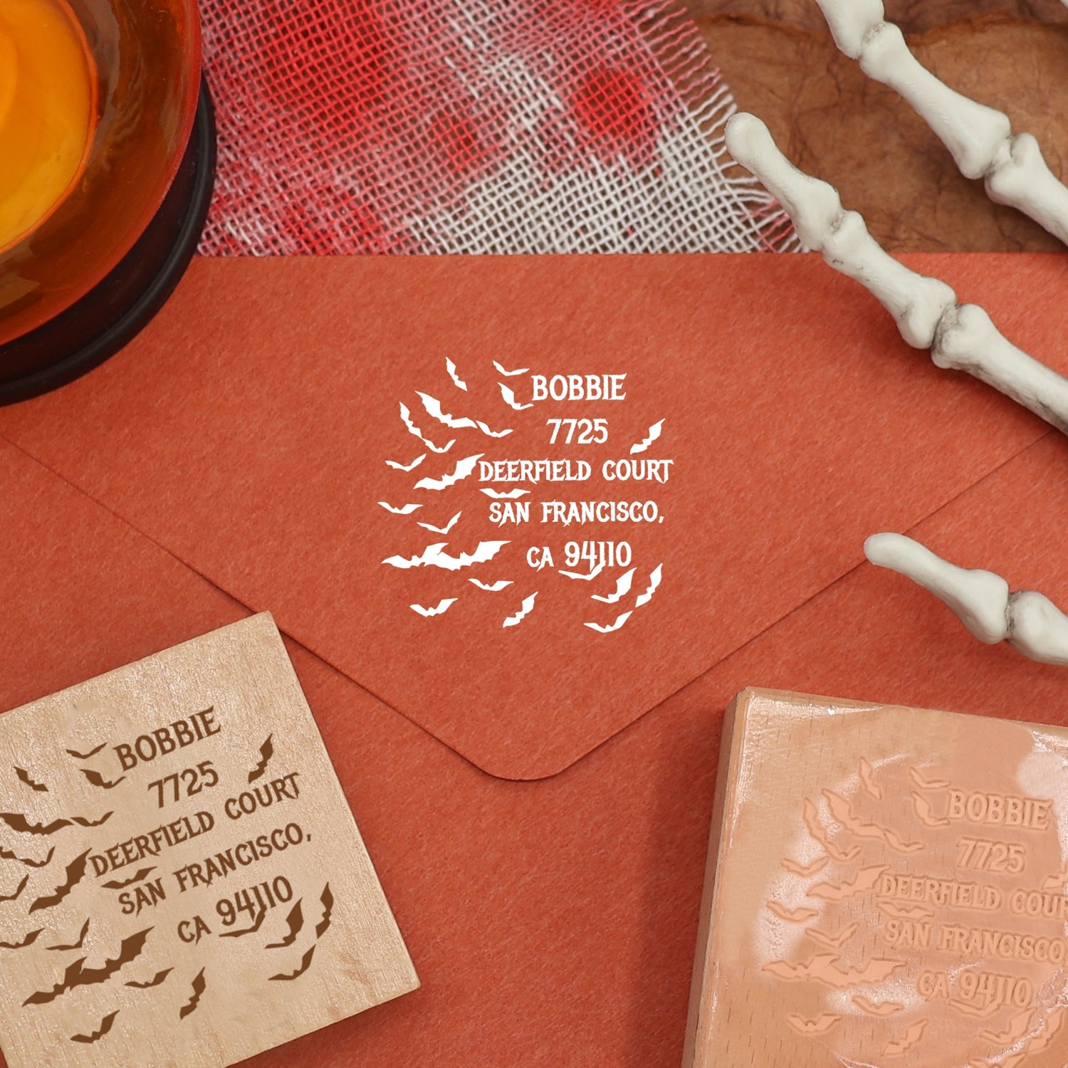Custom Halloween Bat Address Stamp | Stamprints Rubber Stamps