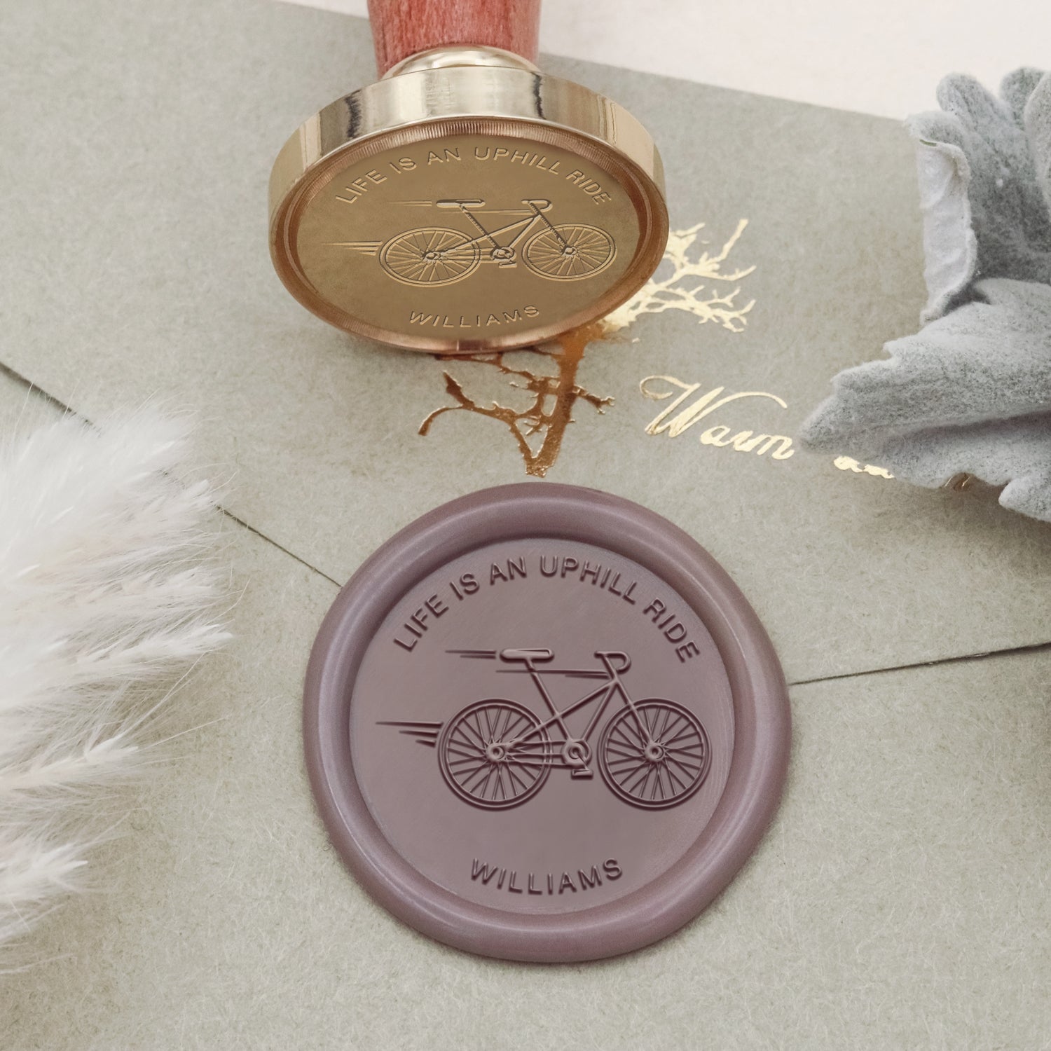 Custom Bicycle Name Wax Seal Stamp | Personalized Cycling Stamp