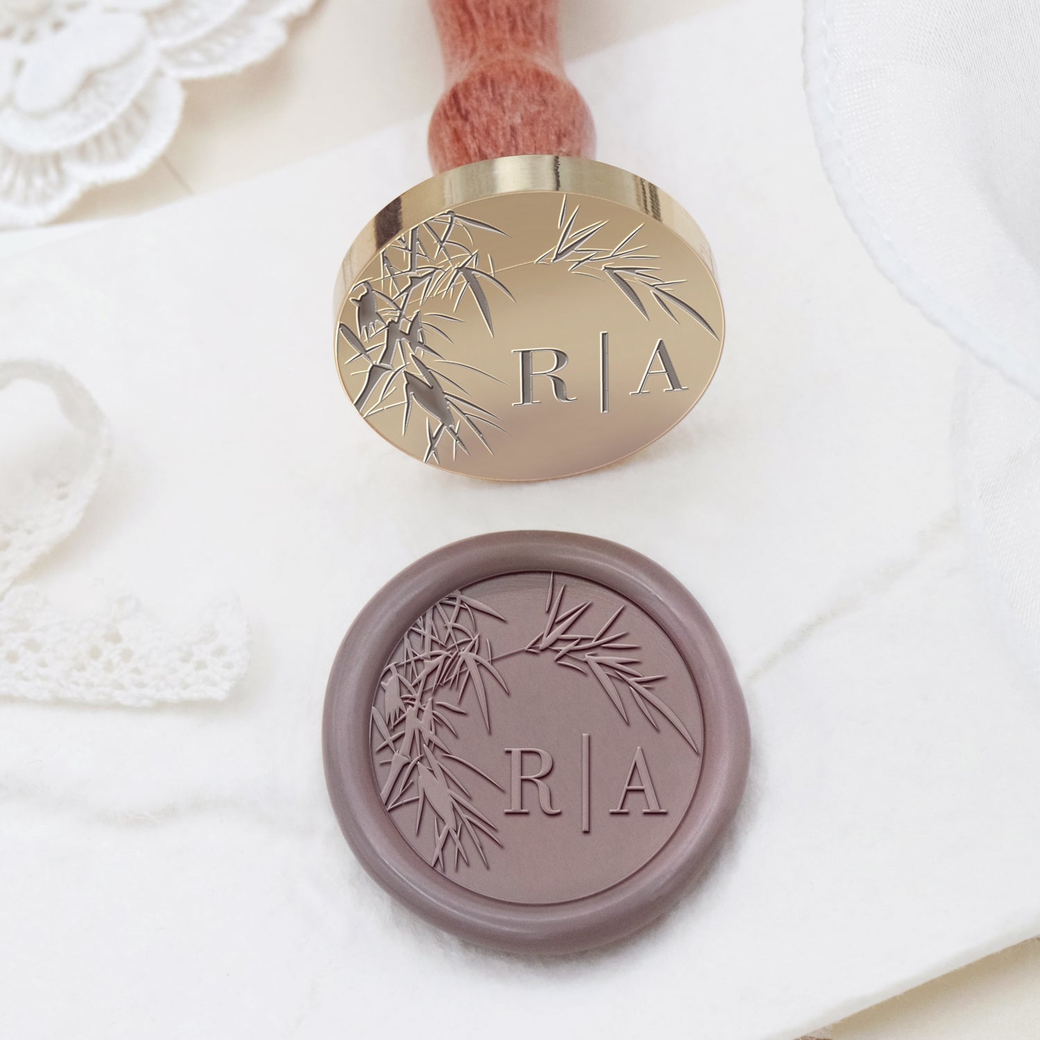 Custom Bamboo Leaf Monogram Wax Seal Stamp | Stamprints