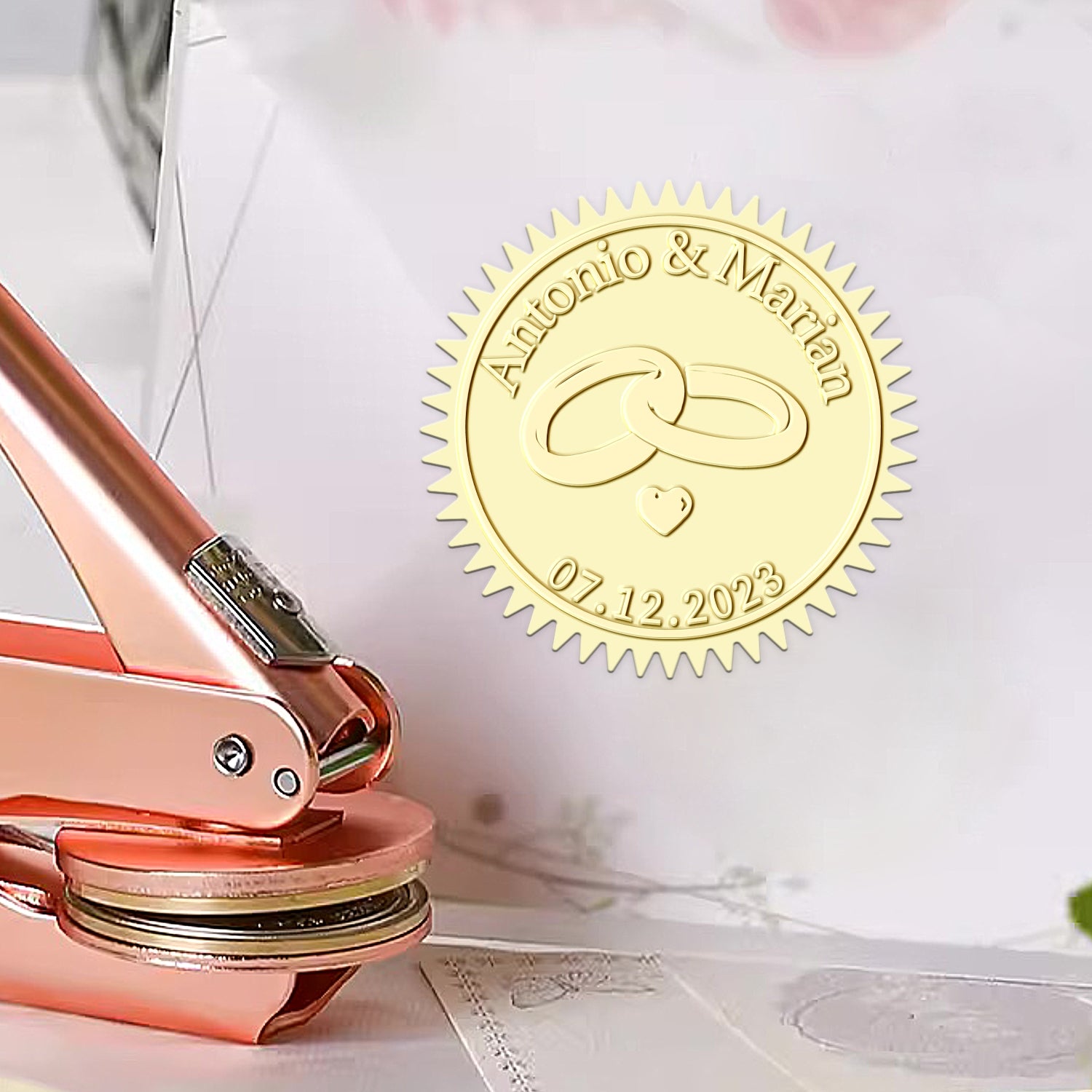 Custom Wedding Ring Embosser | Personalized Seal Stamp | Stamprints