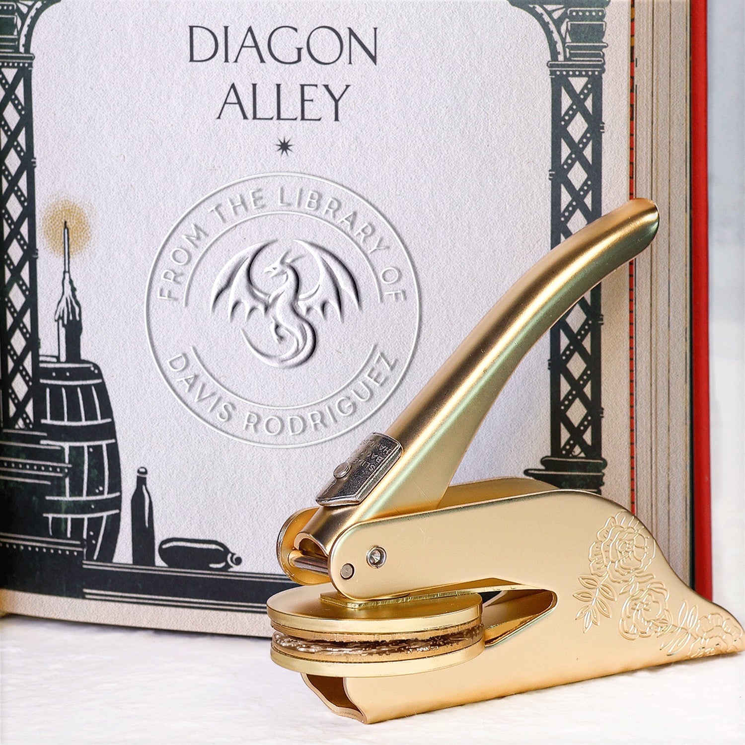 Dragon Library Book Embosser | Personalized Seal Stamp by Stamprints