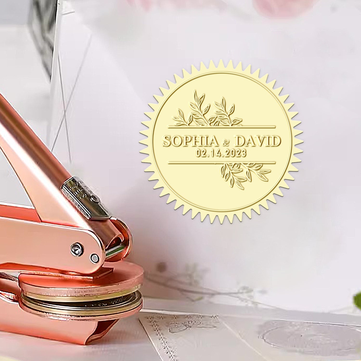 leafy wedding embossers | organic elegance