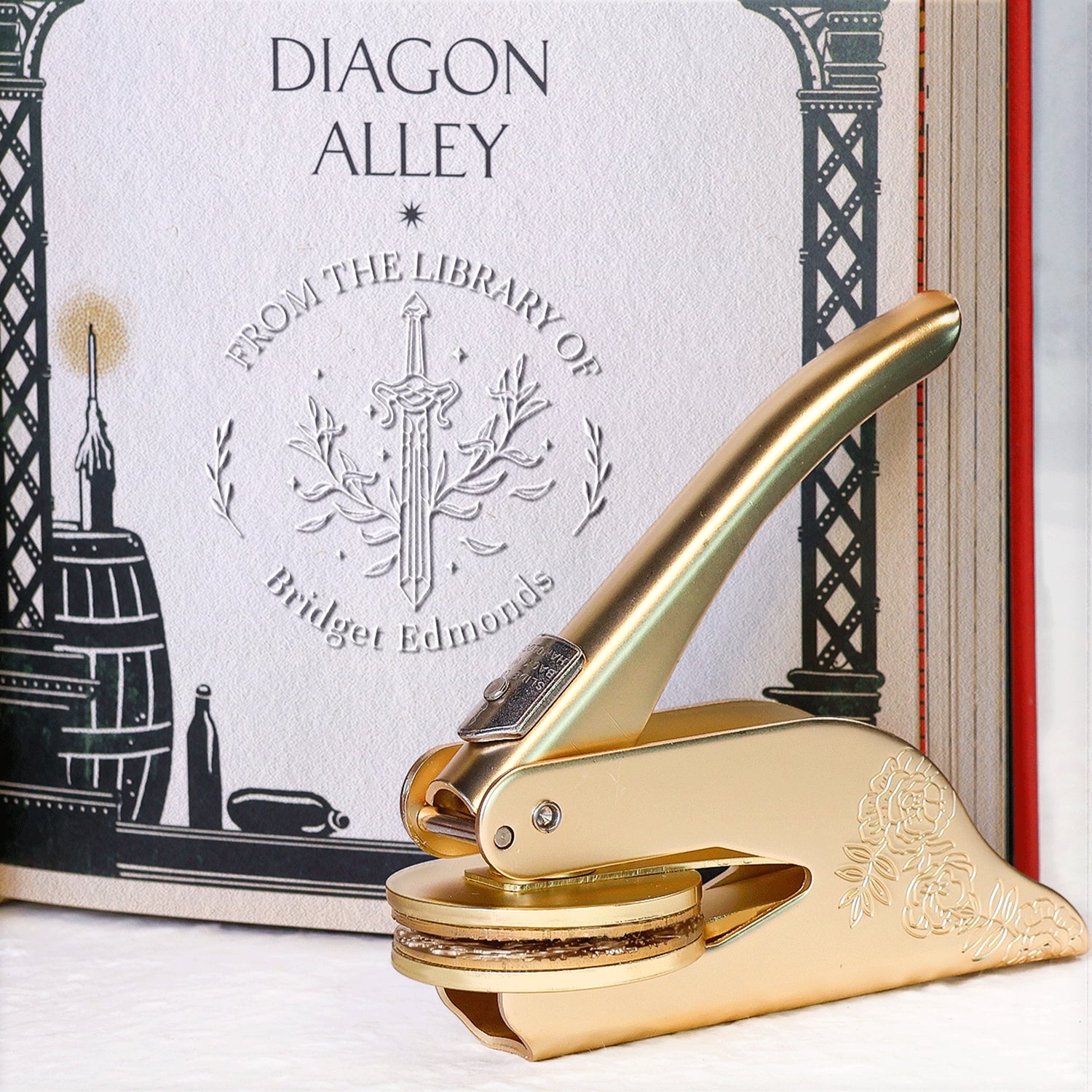 Custom Library Book Embosser | Personal Scholar's Sword Stamper ...