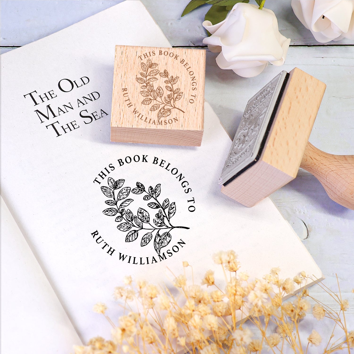 Branches and Leaves Ex Libris Book Stamps | Custom Wooden Rubber Stamps ...