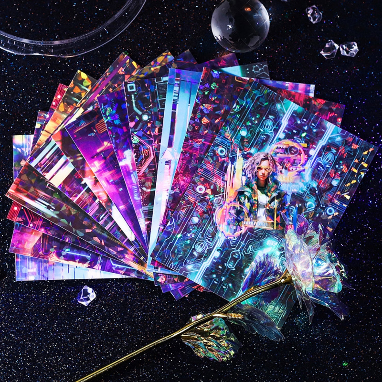 Future Tech Cyber Girl Stickers | Cool Aesthetic Decals | Stamprints