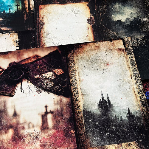 Dark Gothic Ruin Graveyard Ghost Rose Junk Journal Paper - 15 Sheets of ...