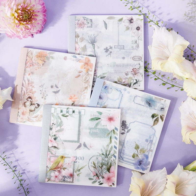 Dual-material Die-cut Sticker Book - Borders, Text, Stamps, Flowers ...