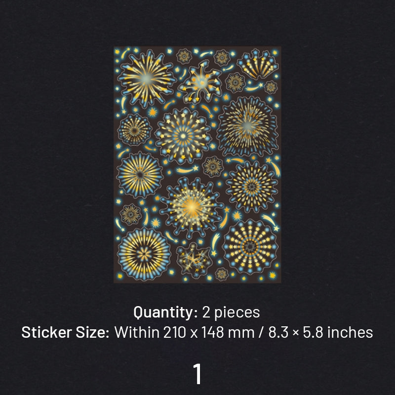 Holographic Clear Fireworks Sticker Sheet | Stamprints Hot Stamping PET