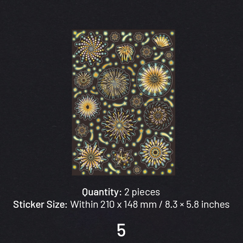 Holographic Clear Fireworks Sticker Sheet | Stamprints Hot Stamping PET