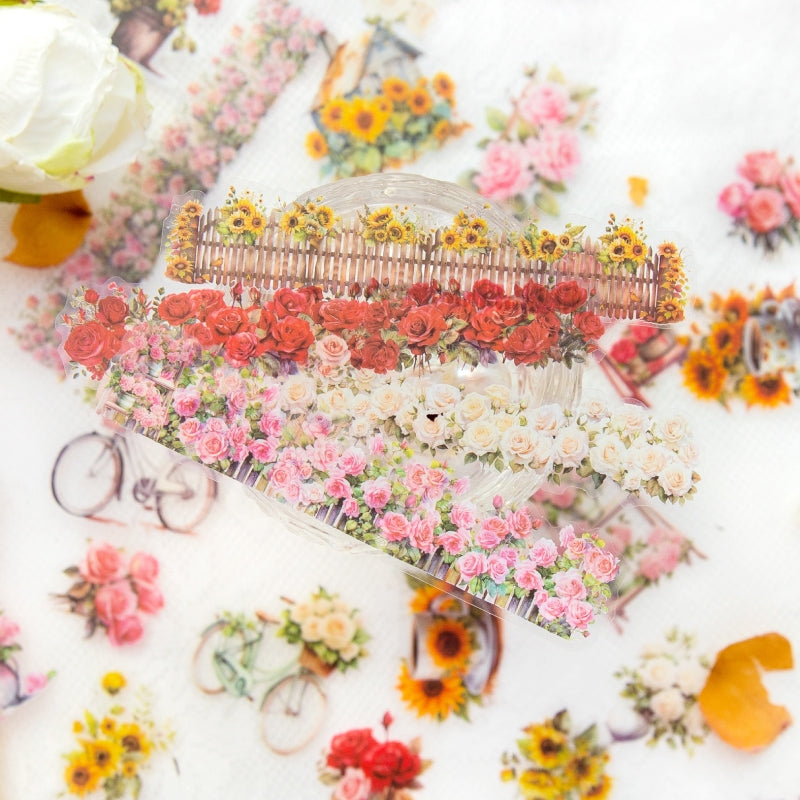 Clear Flower & Fence Transparent Stickers | Stamprints