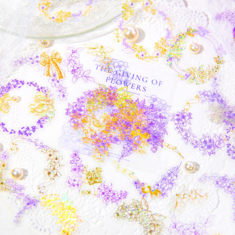 Foil Stamping Botanical Sticker Pack - Floral Garland & Sakura | Stamprints