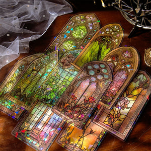Vintage Glass Window Clear Transparent Stickers by Stamprints