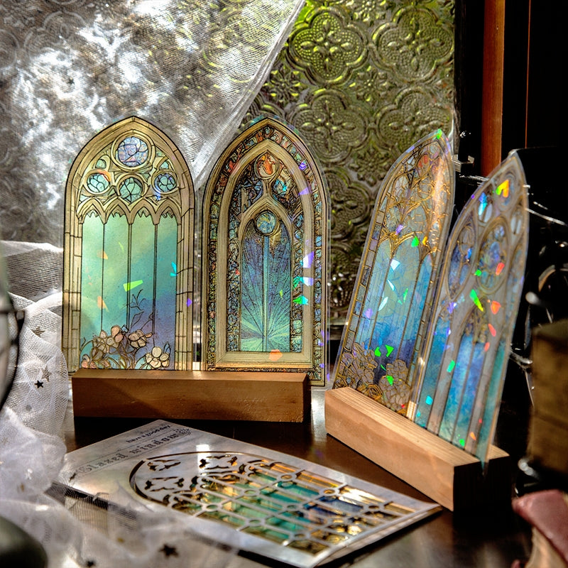 Vintage Glass Window Transparent Stickers Set - 60 Pieces by Stamprints