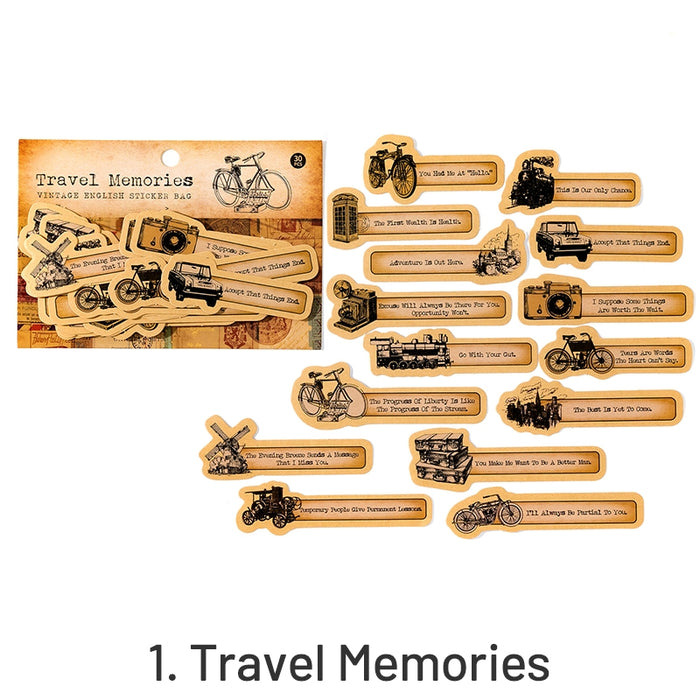 Gramophone Age Retro English Sticker Pack - Journal Kraft Stickers ...