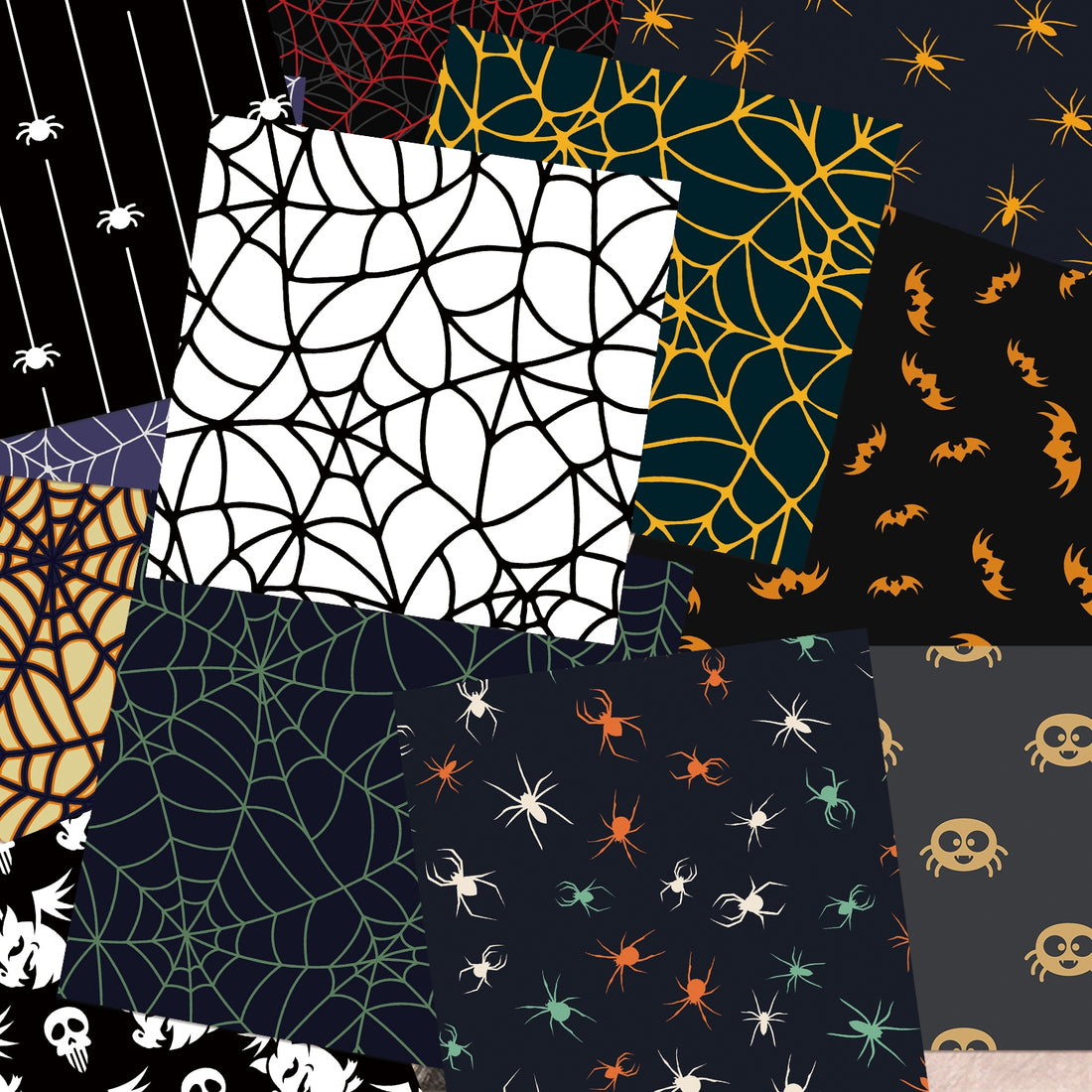 Spooky Halloween Basics Scrapbook Paper - Insects, Spider Webs (24 Sheets)