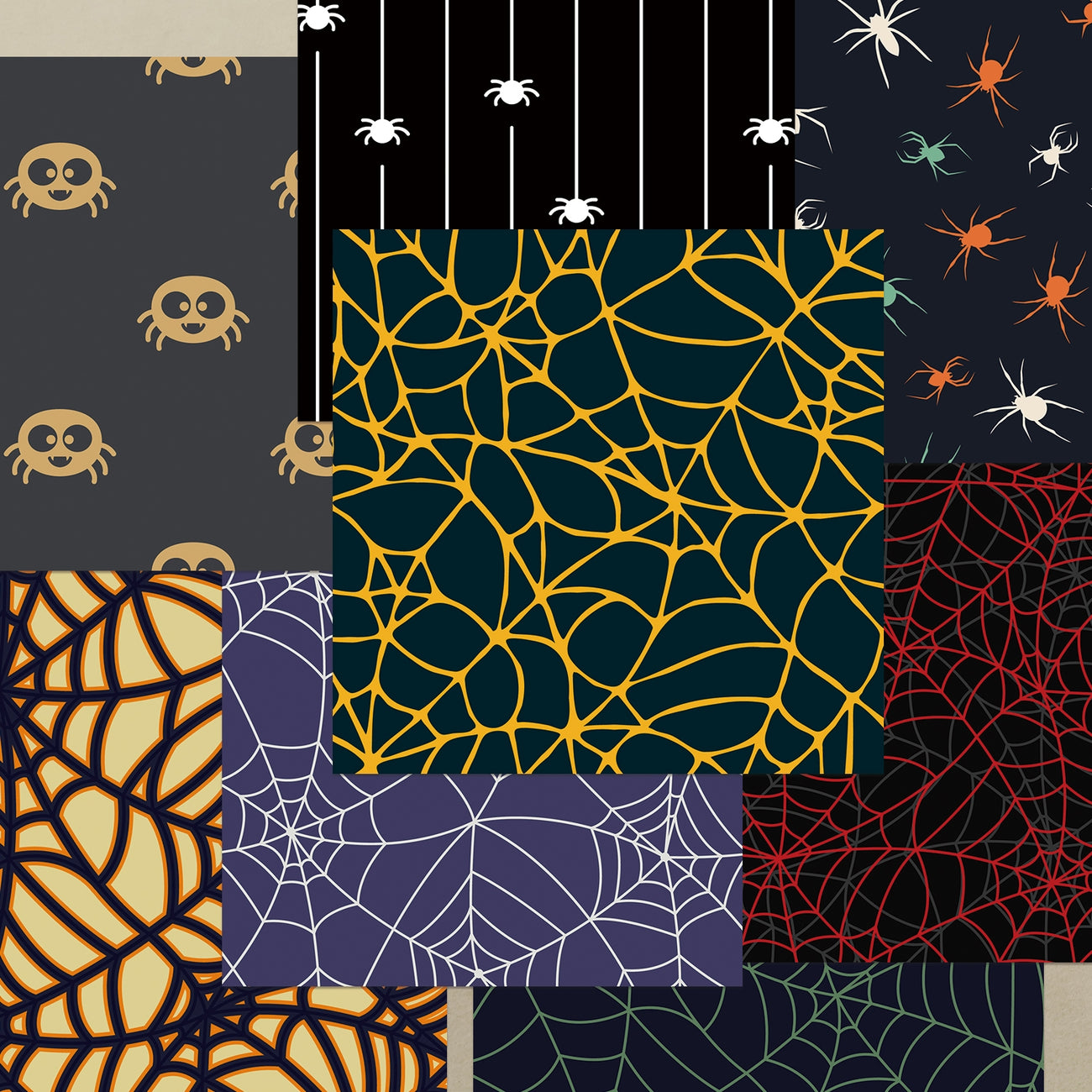 Spooky Halloween Basics Scrapbook Paper - Insects, Spider Webs (24 Sheets)