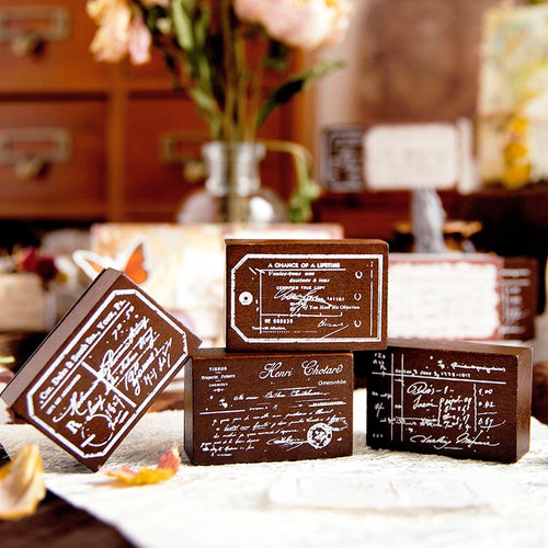 Handwritten Prologue Series Retro Rubber Stamp - Decorative Wood Stamps ...