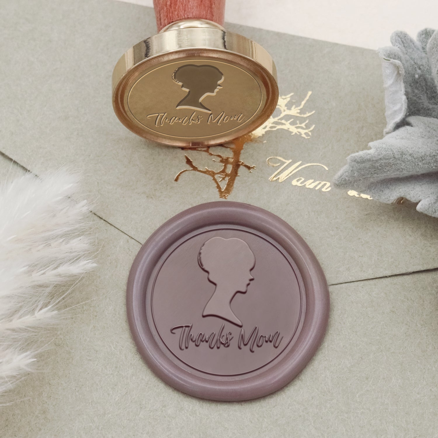 Thanks Mom Mother's Day Wax Seal Stamp | Stamprints
