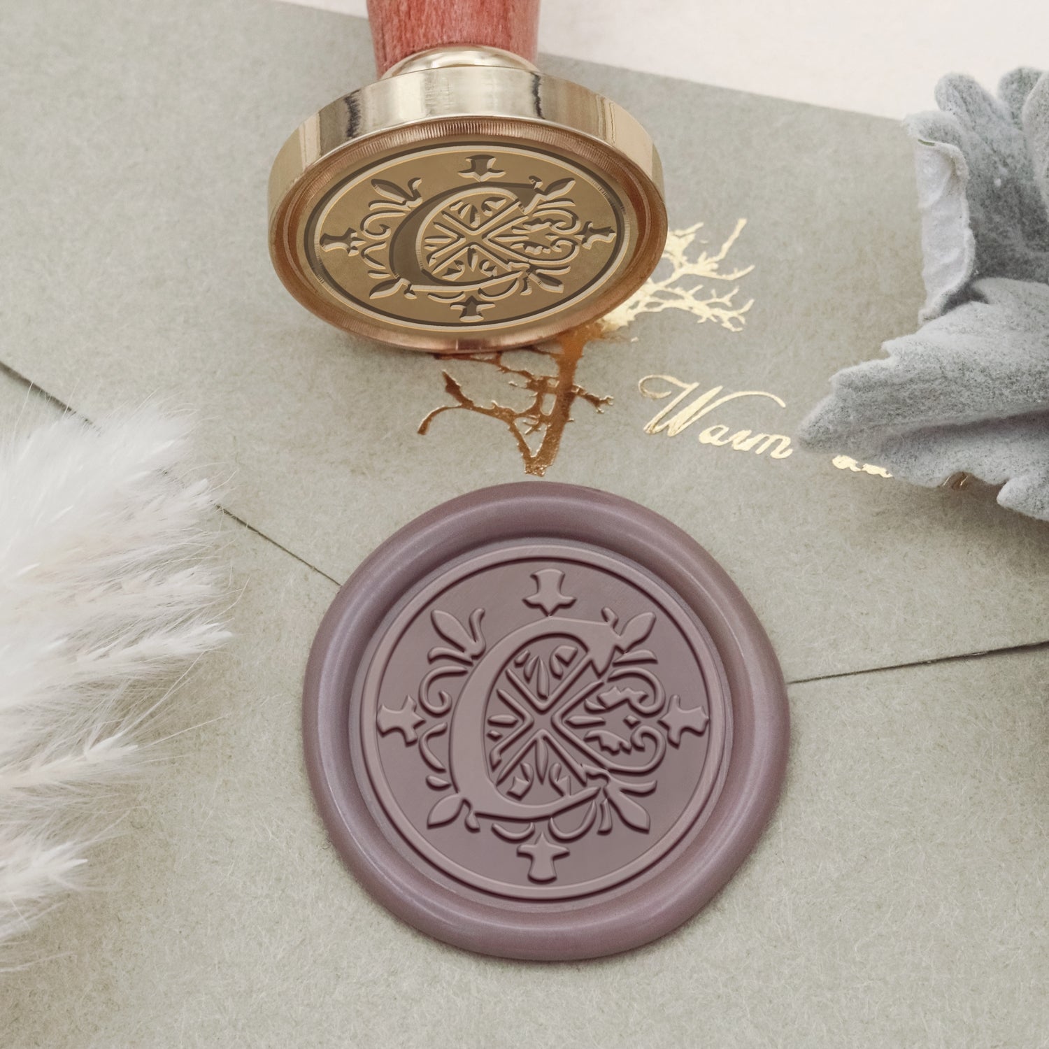 Iris Alphabet Letter C Wax Seal Stamp - Stamprints Custom Sealing Kit