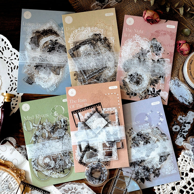 Decorative Lace Clear Stickers | Butterfly & Floral Designs | Stamprints