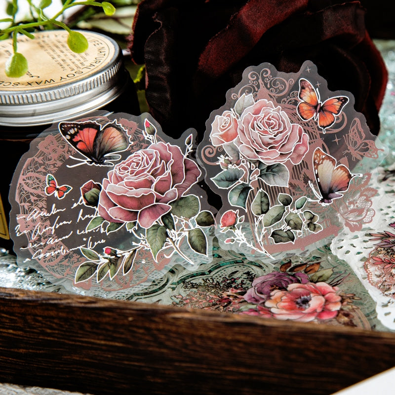 Clear Silver Lace & Flower Number Stickers | Stamprints