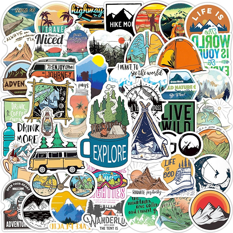 Outdoor Theme Camping Vinyl Stickers | Adventure & Nature Decals ...