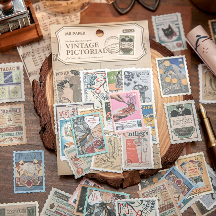 Vintage Postage Stamp Sticker Pack: Plants, Animals, Cities, and More!