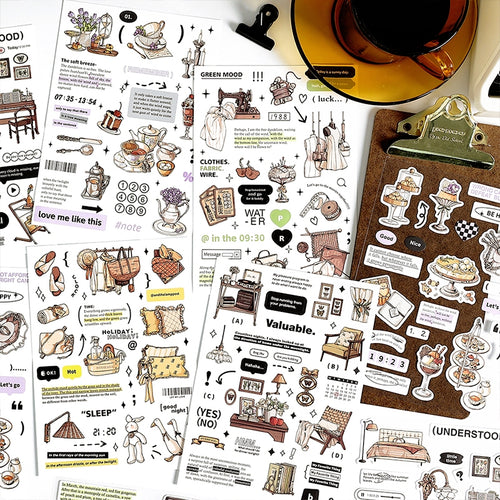 Vintage Life Stickers - Set of 2 | Food, Beddings, Clothes, Furniture