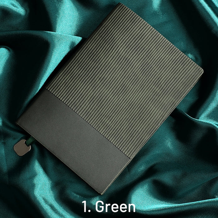 Simple Striped Hard Cover Notebook - Double-sided Patchwork PU Leather ...