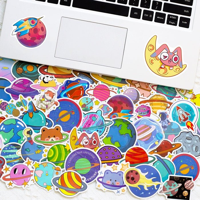 Space Planet Graffiti PVC Sticker Pack - Astronaut & Galaxy Themed ...