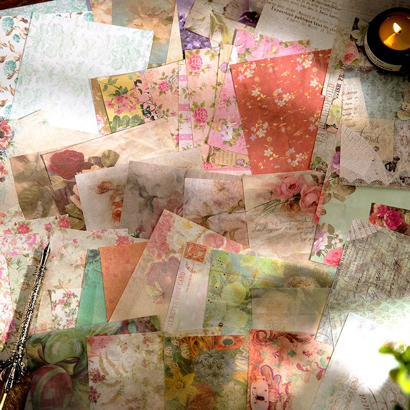 Vintage Floral Square Scrapbook Paper by Stamprints | Digital Download