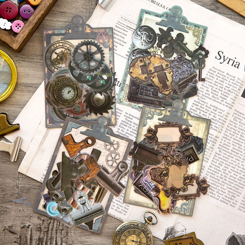 Transparent Steampunk Stickers | Vintage Gears & Keys | Stamprints